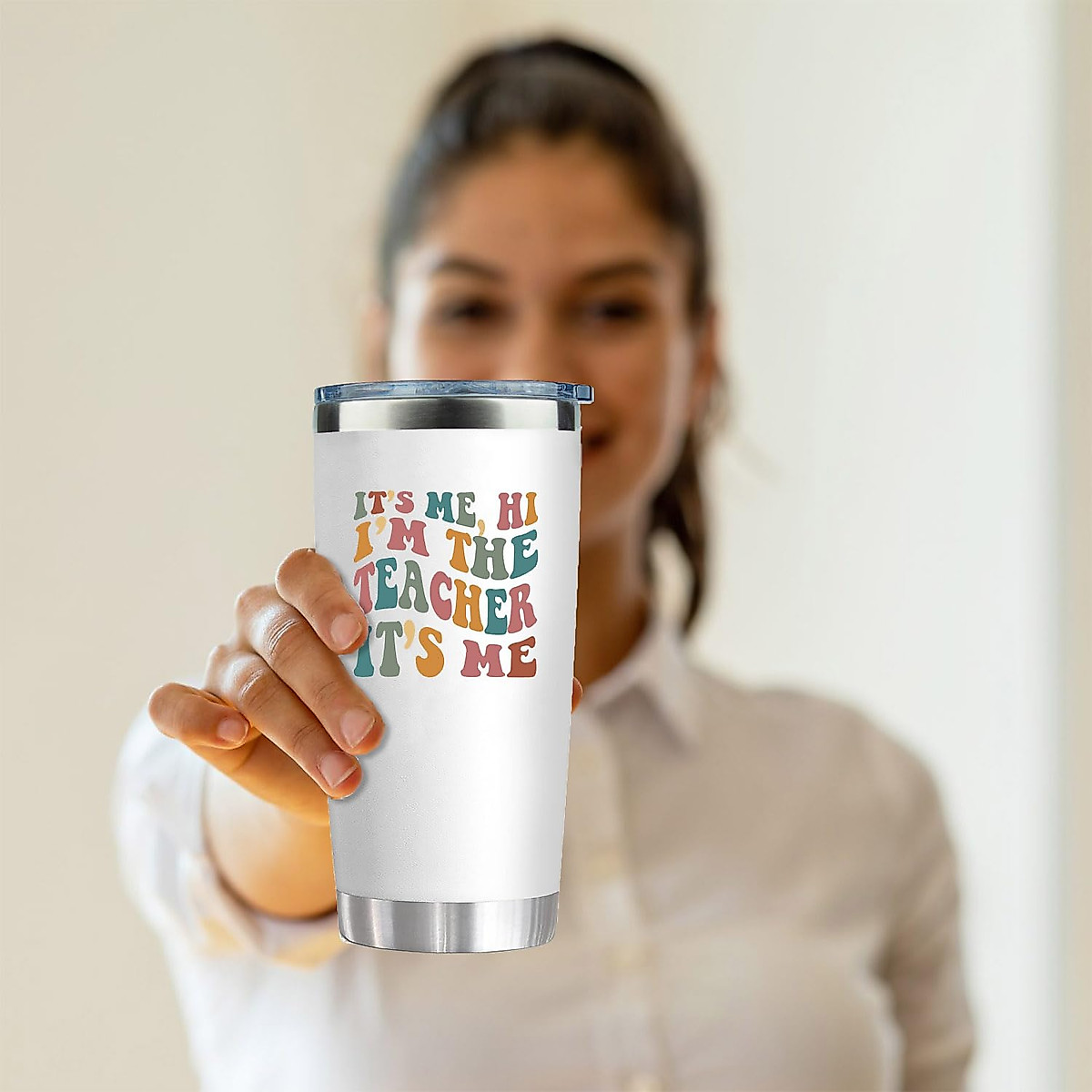Hi It's Me I'm The Teacher Tumbler 20 Oz - First Grade Teacher Back To School Gift for Signer Merch Fans - Appreciation and Stress Relief Gift for Easter, Valentine, Christmas