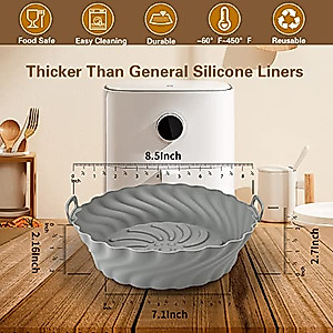 HoazHoald 2Pcs Air Fryer Silicone Liners Pot 8.5IN Round Reusable Air Fryer Oven Basket Accessories Replacement of Flammable Parchment Liner Paper Food Safe Easy Clean Fit 5QT or Bigger Air Fryer Oven