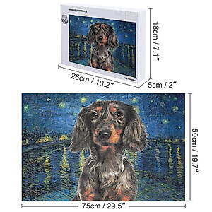 QISPIOD Dachshunds Dog Jigsaw Puzzles 1000 Pieces for Adults - Wooden Picture Puzzle - Puzzles for Youth Children Home Decor Funny Game Best Gift Preschool Toys, 29.5 x 19.6 inches(1000 pieces)