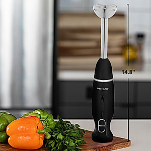 Ovente Electric Immersion Hand Blender 300 Watt 2 Mixing Speed with Stainless Steel Blades, Powerful Portable Easy Control Grip Stick Mixer Perfect for Smoothies, Puree Baby Food & Soup, Black HS560B