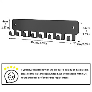 pickpiff 1 Pack Key Holder for Wall Adhesive, Key Hooks with 8 Hooks Wall Mounted, Black Key Hangers for Wall Decor No Drill for Living Room, Kitchen, Office