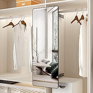 Hideaway Closet Mirror, Retractable Full Length Mirror, 51" x 16" Wall Mounted Mirror, Suitable for Bedroom, Locker Room, Cloakroom