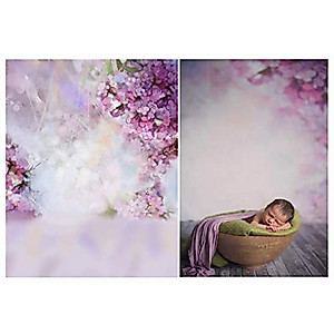 Laeacco Floral Background 5x7ft Oil Painting Watercolor Drawing Wall Flowers Photography Background Light Purple Blooming Spring Cherry Blossoms Abstract Photo Studio Backdrop Bokeh Children Photos