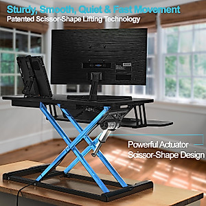 VERSADESK® PowerRiser 32 Inch Electric Standing Desk Converter for Dual Monitor, Laptop Workstation with Wide Keyboard Tray, Height Adjustable Sit to Stand Desk Riser, Black (Black, 32")