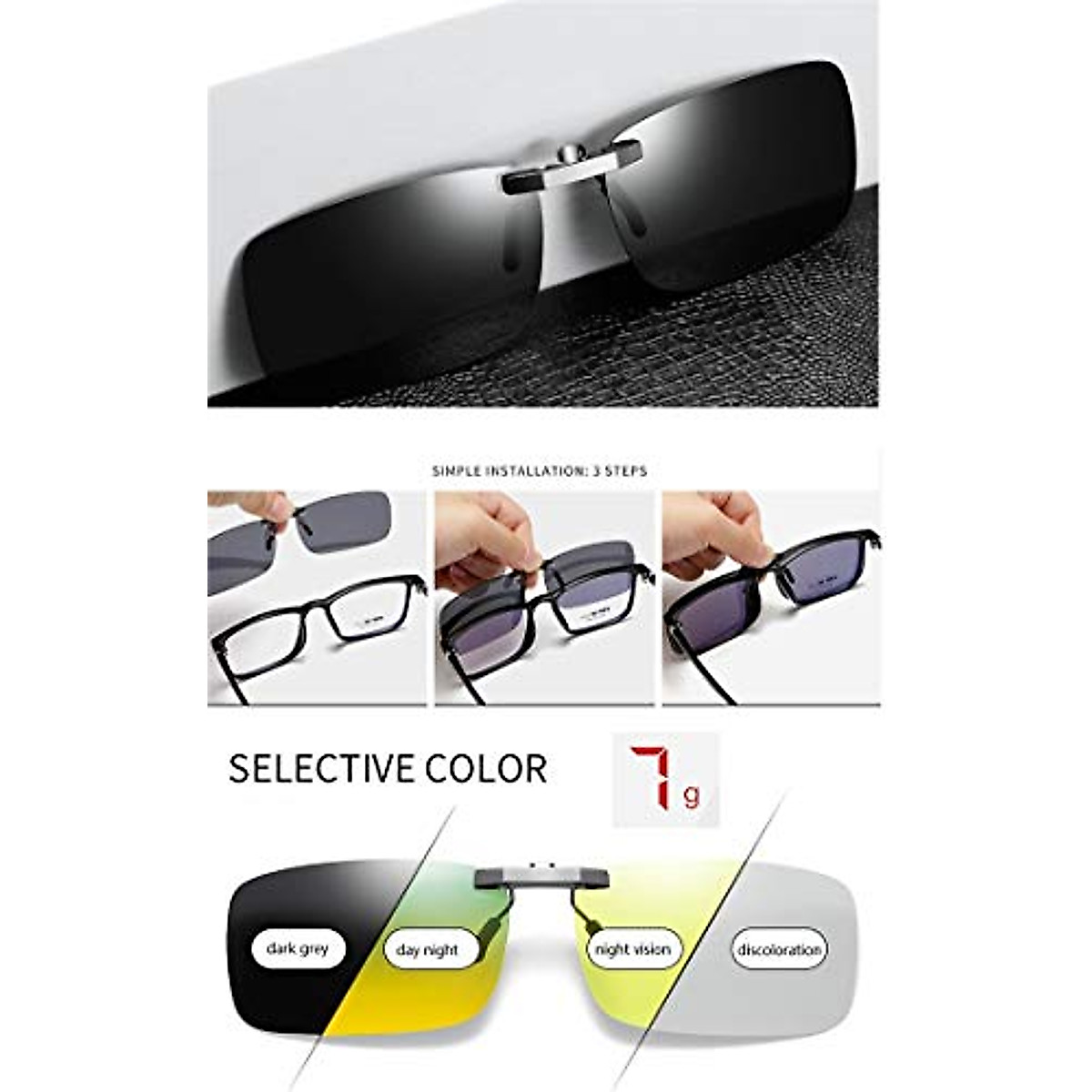 Polarized Clip On Sunglasses for Men Women Clips for Glasses Non-Flip Up for Outdoor/Driving