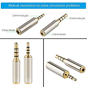 PASOW 3.5mm Male to 2.5mm Female/2.5mm Male to 3.5mm Female Stereo Audio Adapter Headset Converter Connector for Smartphones, Headphone, Mic, Tablets (2 Pack)
