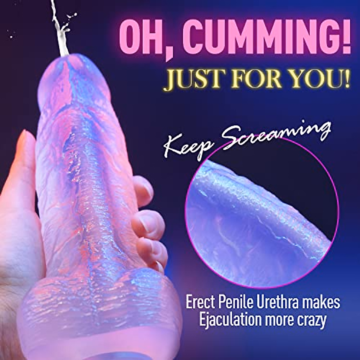 Clear Big Realistic Dildo - 8 Inch Thick Suction Cup Dildos for G-spot and Anal Play, Lifelike Penis for Hands-Free Play Sustory Adult Sex Toys for Women and Men