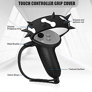 MASiKEN Controller Grips Cover with Face Cover for Meta Oculus Quest 2, Anti-Throw Grips Cover with Adjustable Wrist Strap and Sweatproof Silicone Face Pad, Quest 2 Accessories Kit (Mix Blue)