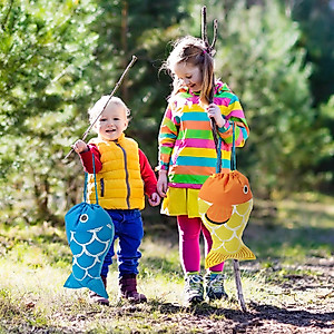 Weewooday Little Fisherman Drawstring Backpack Bag Fishing Party Favor Boys Girl Party Supplies Camping Favor Goody Treat Bag (16 Pieces)