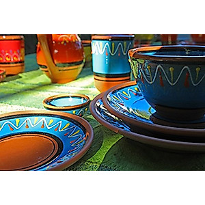 Cactus Canyon Ceramics Spanish Terracotta Deep Serving Dish, Blue