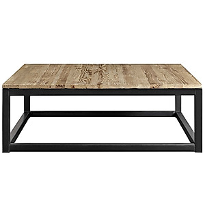 Modway Attune 43.5" Coffee Table With Solid Pine Wood Top In Brown