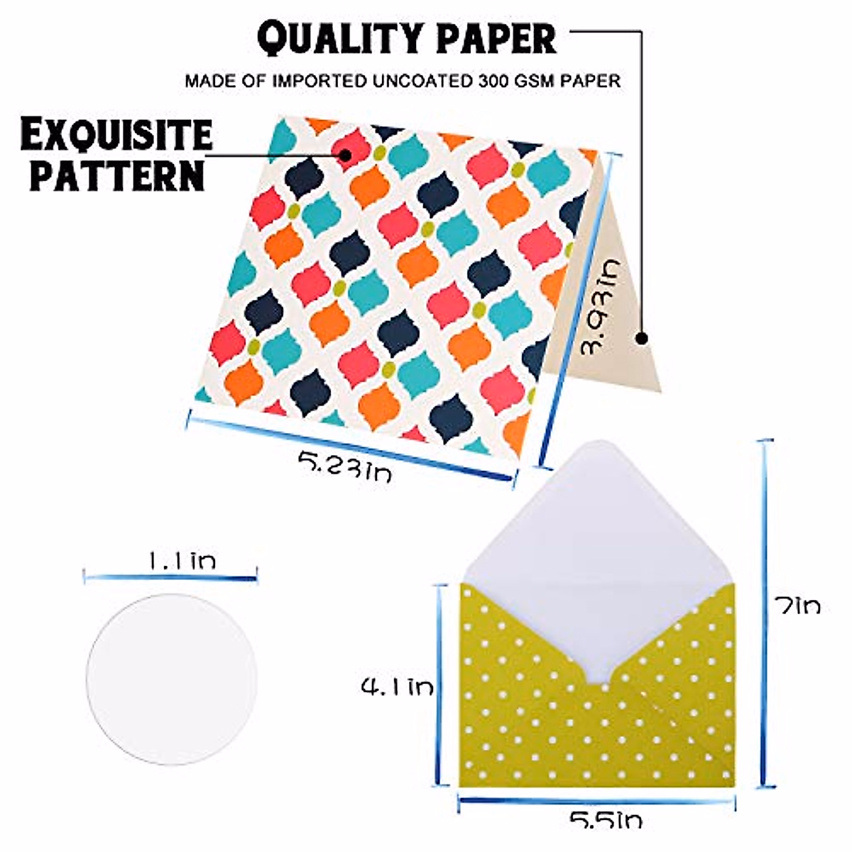 SUPHOUSE 120 Blank Cards, Blank Note Cards and Colored Envelopes, Thank You Greeting Cards with Envelopes, Stationary Supplies Bulk Birthday Cards Set