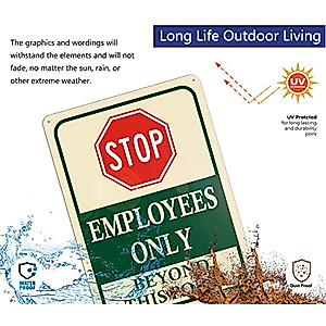 Employees Only Beyond This Point Signs 10"x7" Stop Do Not Enter Signs Restricted Area Signs Metal Reflective Rust Free Aluminum UV Protected Waterproof Easy Mounting Outdoor Use 2 Pack