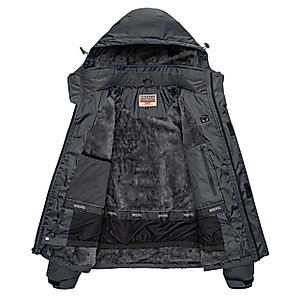 WULFUL Men's Waterproof Ski Jacket Warm Winter Snow Coat Mountain Windbreaker Hooded Raincoat