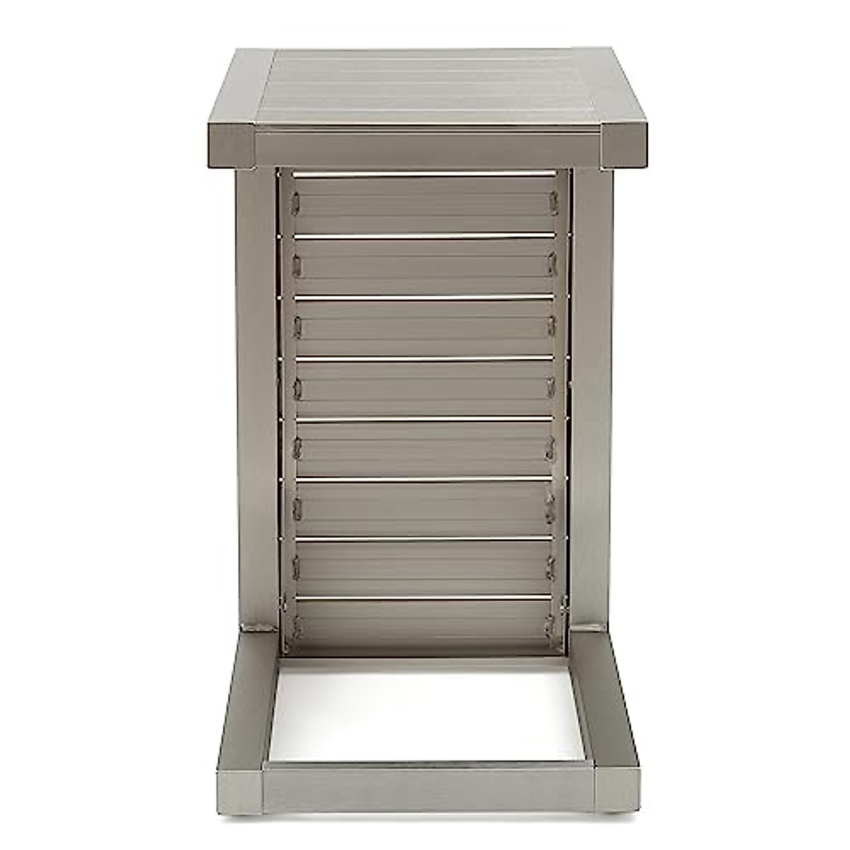 Christopher Knight Home Cape Coral Outdoor Aluminum Club Chairs with Side Table, Khaki / Silver
