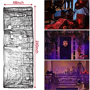 LEEFENGQI [48 x 240 inch] Creepy Cloth, Black Creepy Home Yard Decorations & Party Supplies, Cloth Fabric Scary Spooky for Outdoor Office Wall Decor