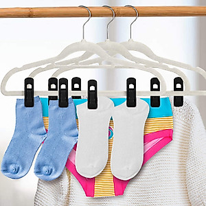 Tinfol 50pc Velvet Hangers Clips, Black Strong Finger Flocked Clips, Large Opening Clip Clothes Hanger Clip, Pants Hangers Clips for Thin Clothes Hangers