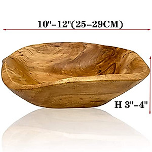 Creative Wood Bowl Root Carved Bowl Handmade Natural Real Wood Candy Serving Bowl 10"-12"