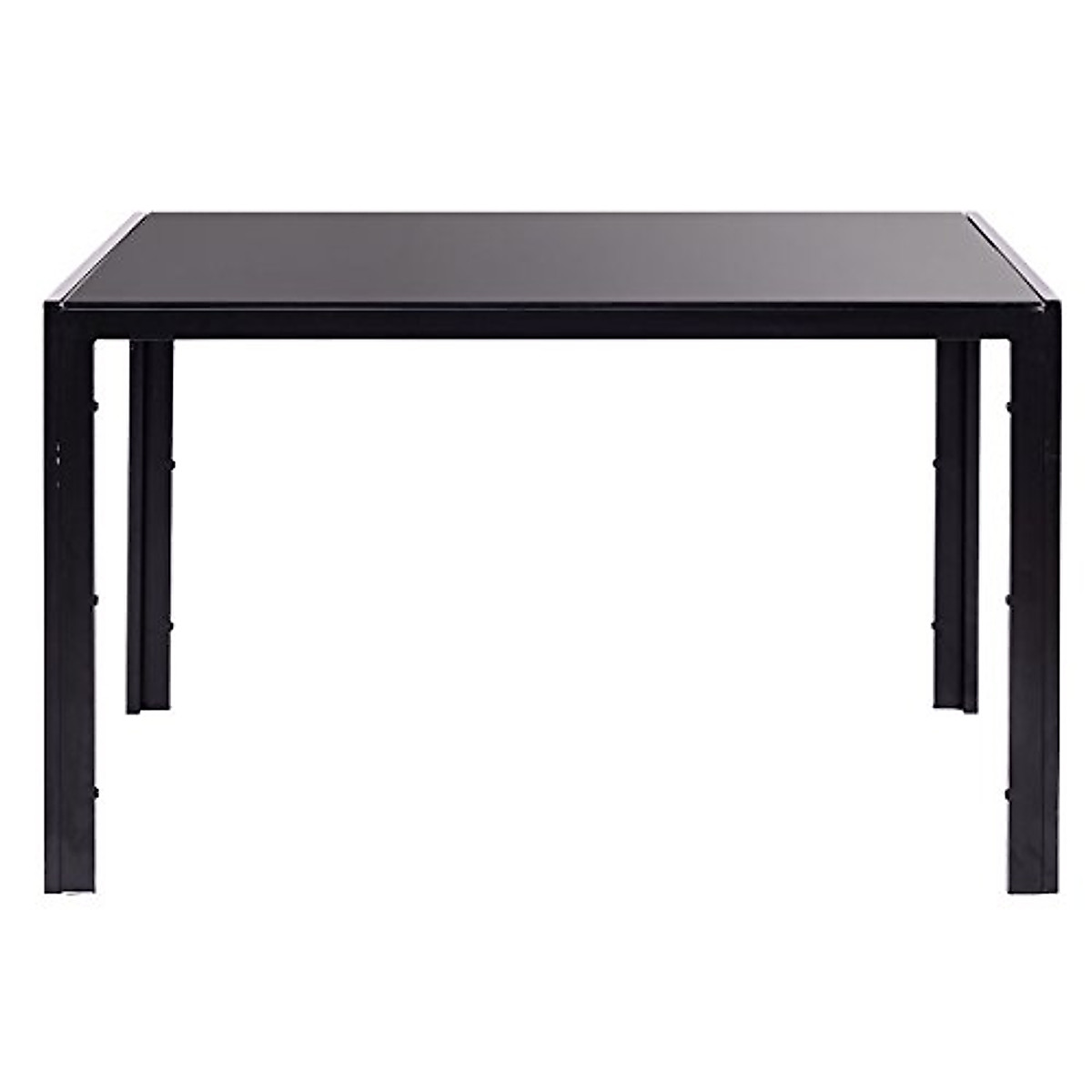 IDS Online 7 Pieces Modern Glass Dining Table Set Faxu Leather With 6 Chairs Black.