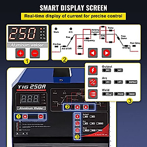 VEVOR TIG Welder AC/DC, 3 in 1 TIG/MMA/ARC Welding Machine with 110/220V Dual Voltage, 250A Aluminum MMA Welder w/Inverter IGBT and Digital Panel, Multiprocess ARC Welder