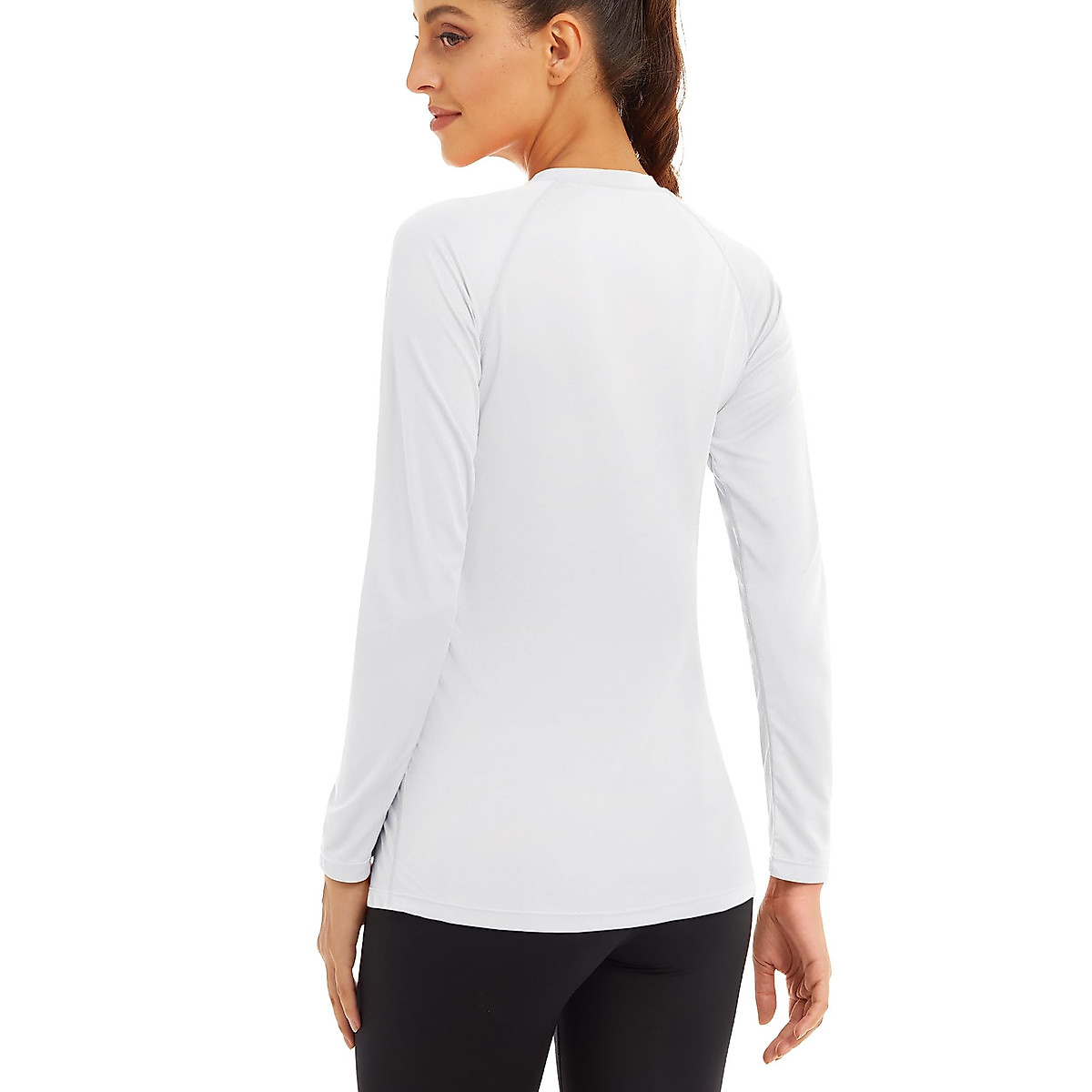 MAGCOMSEN Running Shirts for Women Long Sleeve Hiking Shirts for Women Lightweight Fishing Shirts for Women Swim Shirts for Women Rash Guard Shirts White