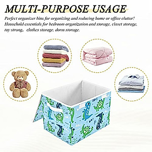 innewgogo Cute Dinosaur Storage Bins with Lids for Organizing Storage Bin with Handles Oxford Cloth Storage Cube Box for Toys