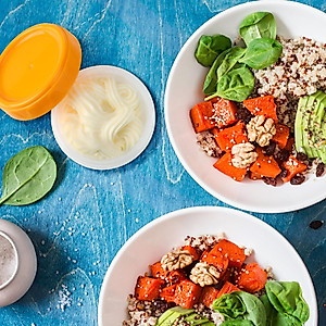 Xuelimei 4 oz/ 120 ml Small Plastic Food Containers,Reusable Food Storage Containers with Lids Plastic Reusable Freezer Storage Containers, Leakproof & Airtight, Freezer Safe, Dishwasher Safe. (6)