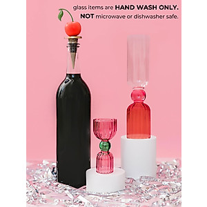 ban.do Bar Glass Set of 2, 6.6oz Cute Cocktail Glasses for Adults, Unique Cocktail Wine & Champagne Glasses, Aesthetic Glassware for Bar Cart, Tipsy Turvy