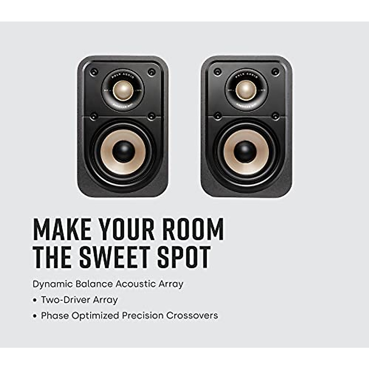 Polk Signature Elite ES20 Bookshelf Speaker - Hi-Res Audio Certified, Dolby Atmos & DTS:X Compatible, 1" Tweeter & 6.5" Woofer, Power Port Technology for Effortless Bass (Pair, Stunning Black)