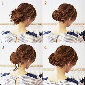 Qunlinta 4 PCS Messy Hair Bun Hairpiece Tousled Updo for Women Hair Extension Claw Ponytail Scrunchies with Elastic Rubber Band Long Updo Messy Hairpiece Hair Accessories for Women