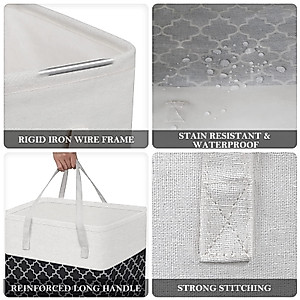 HomeHacks Laundry Baskets, Laundry Hamper with Long Handles, Collapsible Waterproof Clothes Hamper, Tall Laundry Bin, Clothes Hamper for Bedroom, Bathroom, Dorm, 75L, 3-Pack, Black