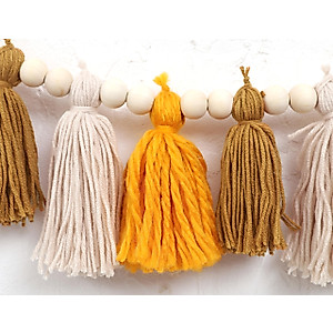 Boho Tassel Garland - 1st Birthday High Chair Banner, Boho Sun Banner, Wall Decoration for Dorm, Boho Garland with Wood Beaad, Yarn Garland, Wall Hanging for Girls Room, Nursery Baby Shower Classroom
