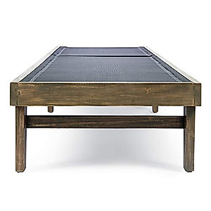 Christopher Knight Home Summerland Outdoor Mesh Chaise Lounge with Acacia Wood Frame, Grey Finish / Dark Grey Mesh