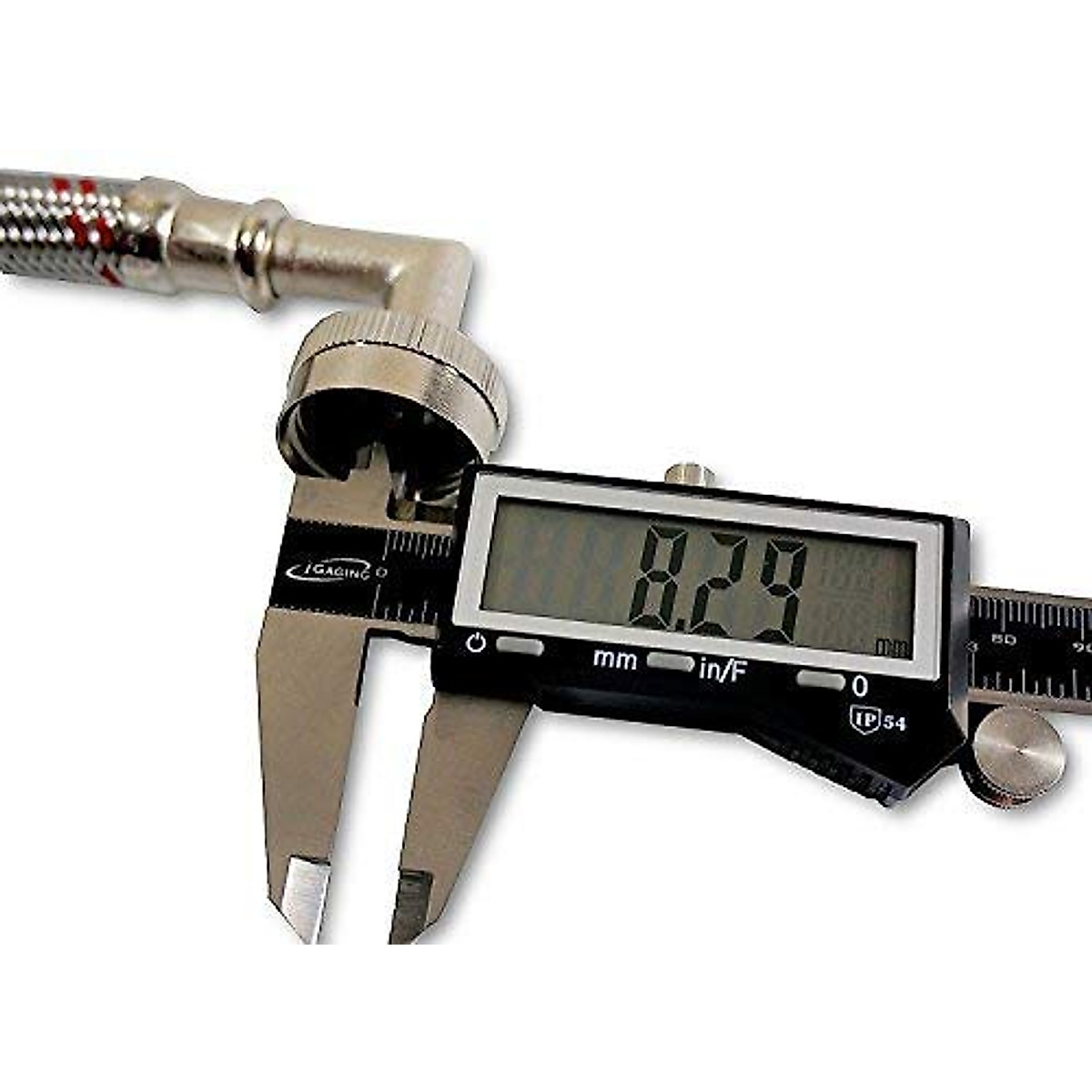 Premium Stainless Steel Washing Machine Hoses with 90 Degree Elbow, 6 Ft Burst Proof (2 Pack) Red and Blue Striped Water Connection Inlet Supply Lines