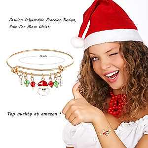 9 Pcs Christmas Expandable Charm Bracelet Thanksgiving Xmas Holiday Bracelets Jewelry Set for Women