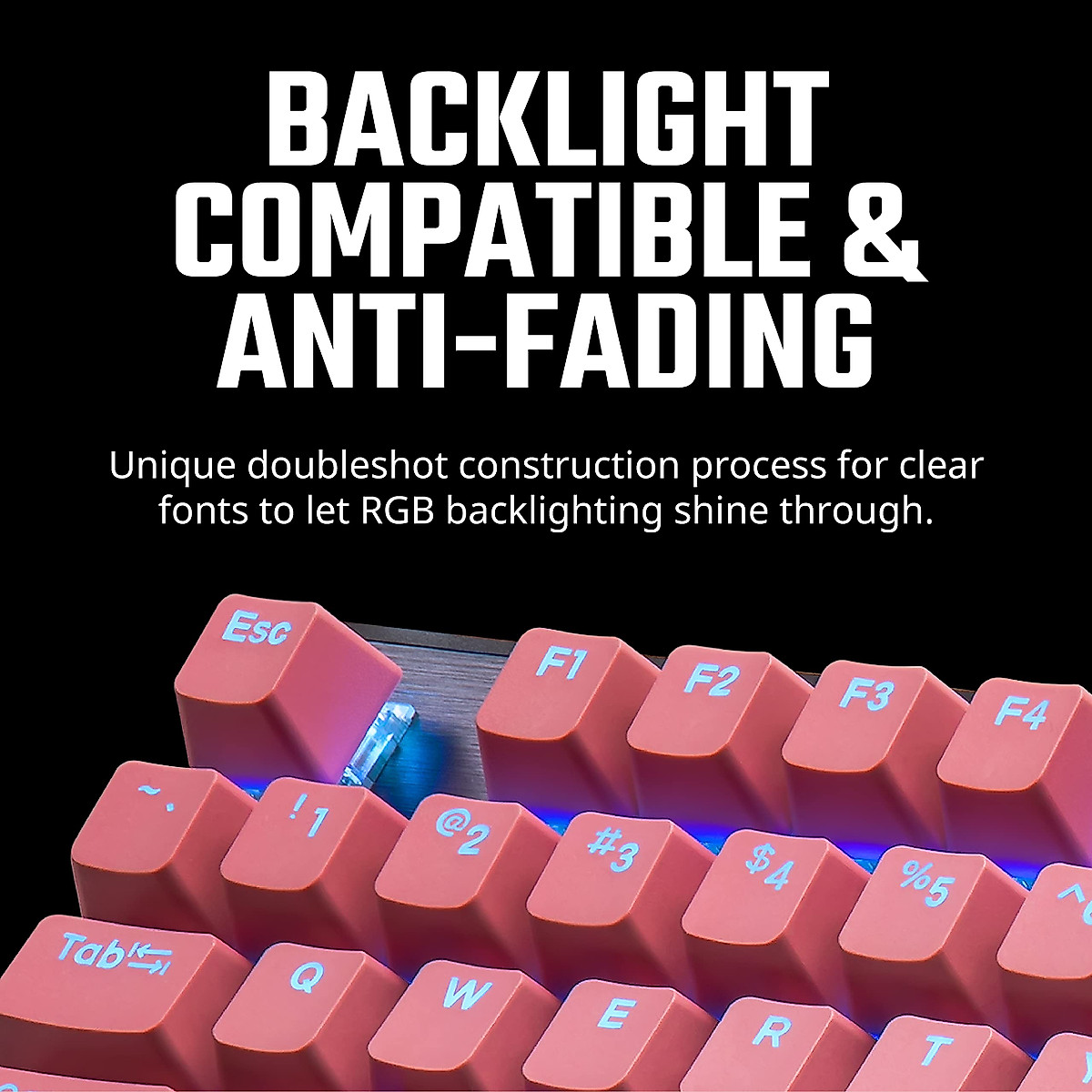 Cooler Master PBT Doubleshot Backlit Keycap Upgrade Set Sakura Pink for Mechanical Keyboards, Compatible with Standard US 104 Layout Keyboards (KC-NPDMF1-US)