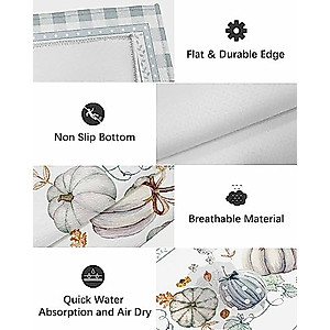 Thanksgiving Outdoor Area Rug 6'x9',Patio Balcony Porch Front Door Camping Camper Deck Runner Rug,Washable Carpet Indoor Living Room/Kitchen,Hallway Floor Mat Farmhouse Pumpkins Plaid Maple Leaves