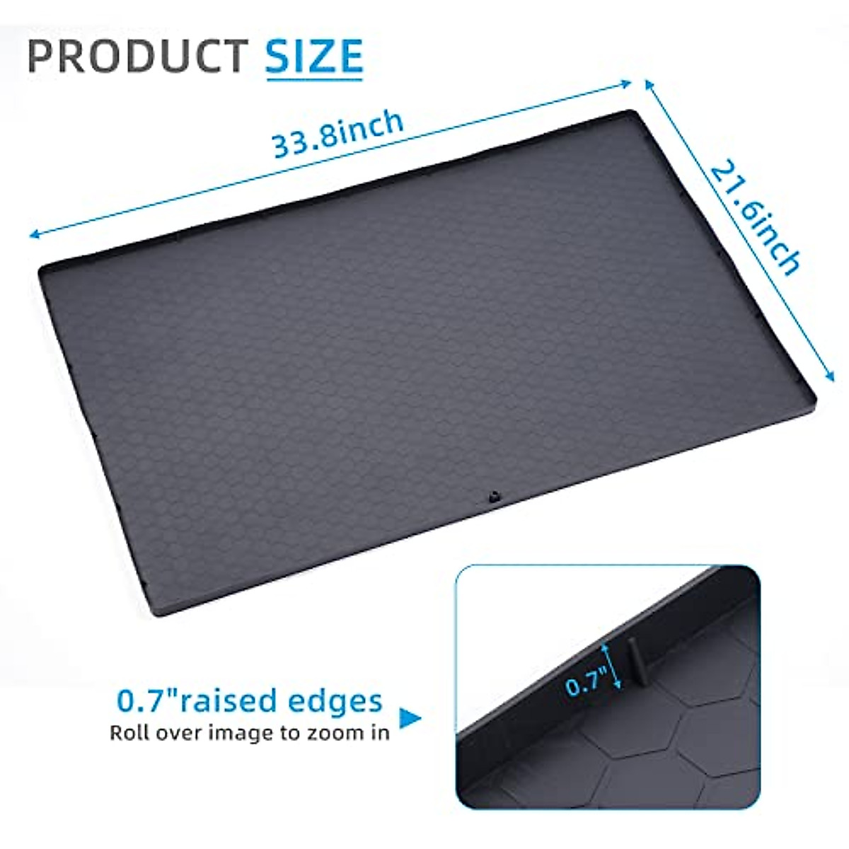 MEIKEYI Under Sink Mat - Kitchen Sink Mats Cabinet Liner Silicone Drip Tray 34" x 22" Unique Drain Function Design , Under Sink Mats for Kitchen Waterproof Bathroom Cabinet Equal Multiple Scenes