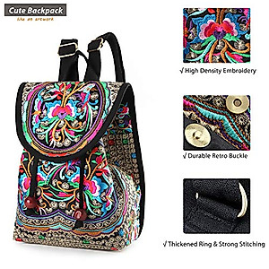 Goodhan Vintage Embroidered Women Backpack Ethnic Travel Handbag Shoulder Bag