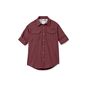 Little Donkey Andy Men's Quick Dry Long Sleeve Fishing Shirt Dark Red 5XL