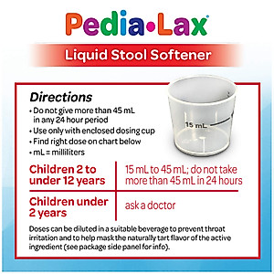 Pedia-Lax Liquid Stool Softener for Kids, Ages 2-11, Berry Flavor, 4 Fl Oz (Pack of 3) Packaging may vary