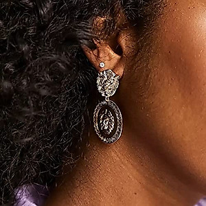 RELOVET Lion Head Earrings Vintage Statement Golden Coin Women Fashion (gold)