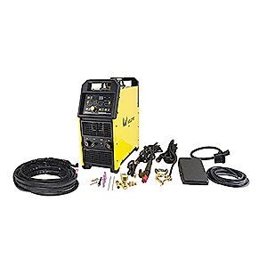 W Weldpro Digital TIG ACDC 250GD AC DC 250 Amp Tig/Stick Welder with Pulse Memory function and Tig20 water cooled torch Dual Voltage welding machine.
