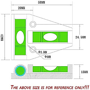XMLEI Multi-purpose T type black bidirectional triangle horizontal bubble, with base mounting hole level bubble, can be used for woodworking, machinery, instrument, tripod and other equipment.（5pack）
