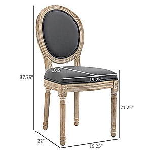HOMCOM French-Style Upholstered Dining Chairs Set of 2, Armless Accent Side Chairs with Linen-Touch Upholstery, Set of 2, Grey