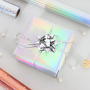 BEISHIDA Metallic Gift Wrapping Paper Iridescent Wrapping Paper Roll Foil Gift Wrap Paper, Packing Paper for Wedding,Birthday,Graduation,Christmas Wrapping Paper(17inchesX32.8ft)