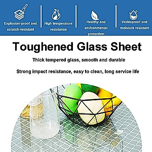 SAGIDAR Round Glass Table Top Marble Round Tempered Glass Dining Coffee Dinner, Round Table Glass 14IN 15IN 16IN, Round Kitchen Dining Table Top Furniture Home Furniture