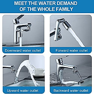 1440° Rotating Faucet Extender Aerator 1080°+360° Universal Large Angle Robotic Arm Water Nozzle Swivel Faucet Extender for Face Washing Gargle and Eyewash with 2 Water Outlet Modes