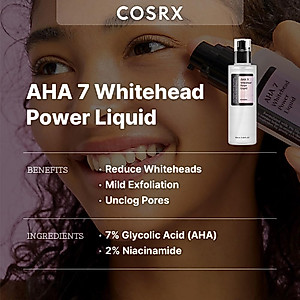 COSRX 7% Glycolic Acid Whitehead Removing Power Liquid, 3.38 fl.oz, AHA Exfoliant, Exfoliating Toner for Face & Body, Pore Minimizer, Korean Skin Care