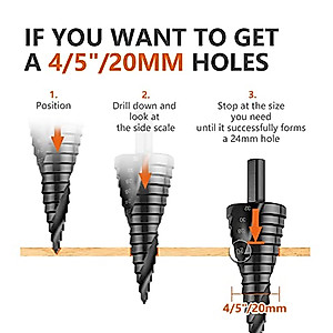 3PCS HSS Step Cone Drill Bit Set High Speed Steel Titanium Coated Hole Cutter Toll Set with Hex Shank Metric for Plastic Wood Metal Aluminum Copper (4-12mm, 4-20mm and 4-32 mm)